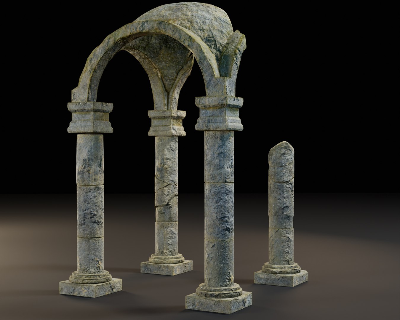 3D Ruined Stone Sanctuary Shrine - TurboSquid 2402614