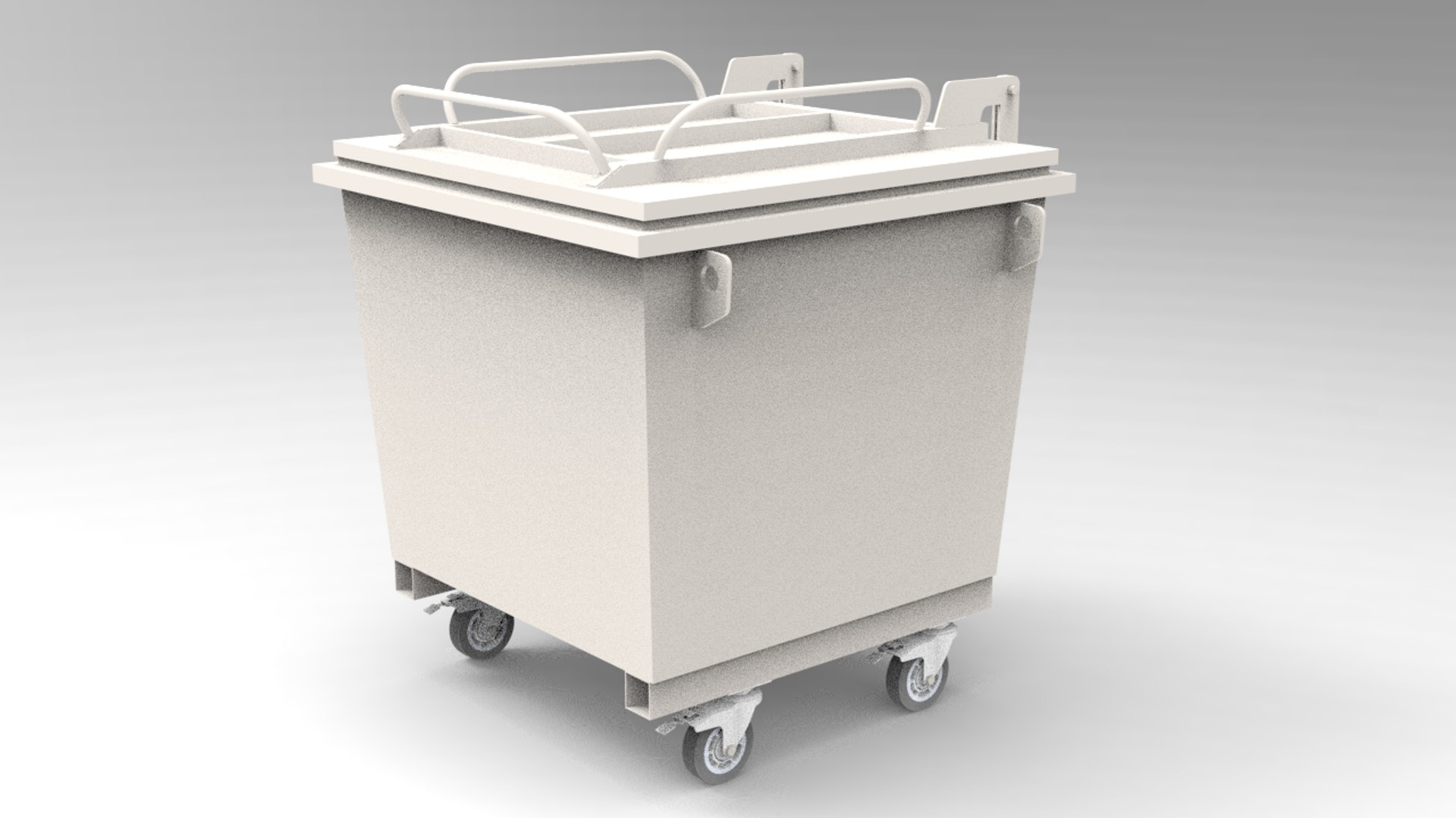 3D Large Wheeled Garbage Bin With Lid Industrial Mobile Trash Container ...