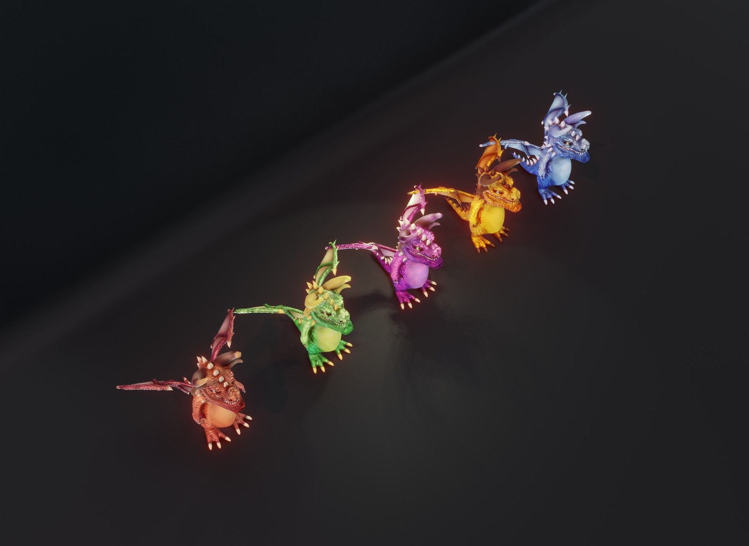 Cartoon Gem Dragons Animated Low-poly 3D Model 3D Model - TurboSquid ...