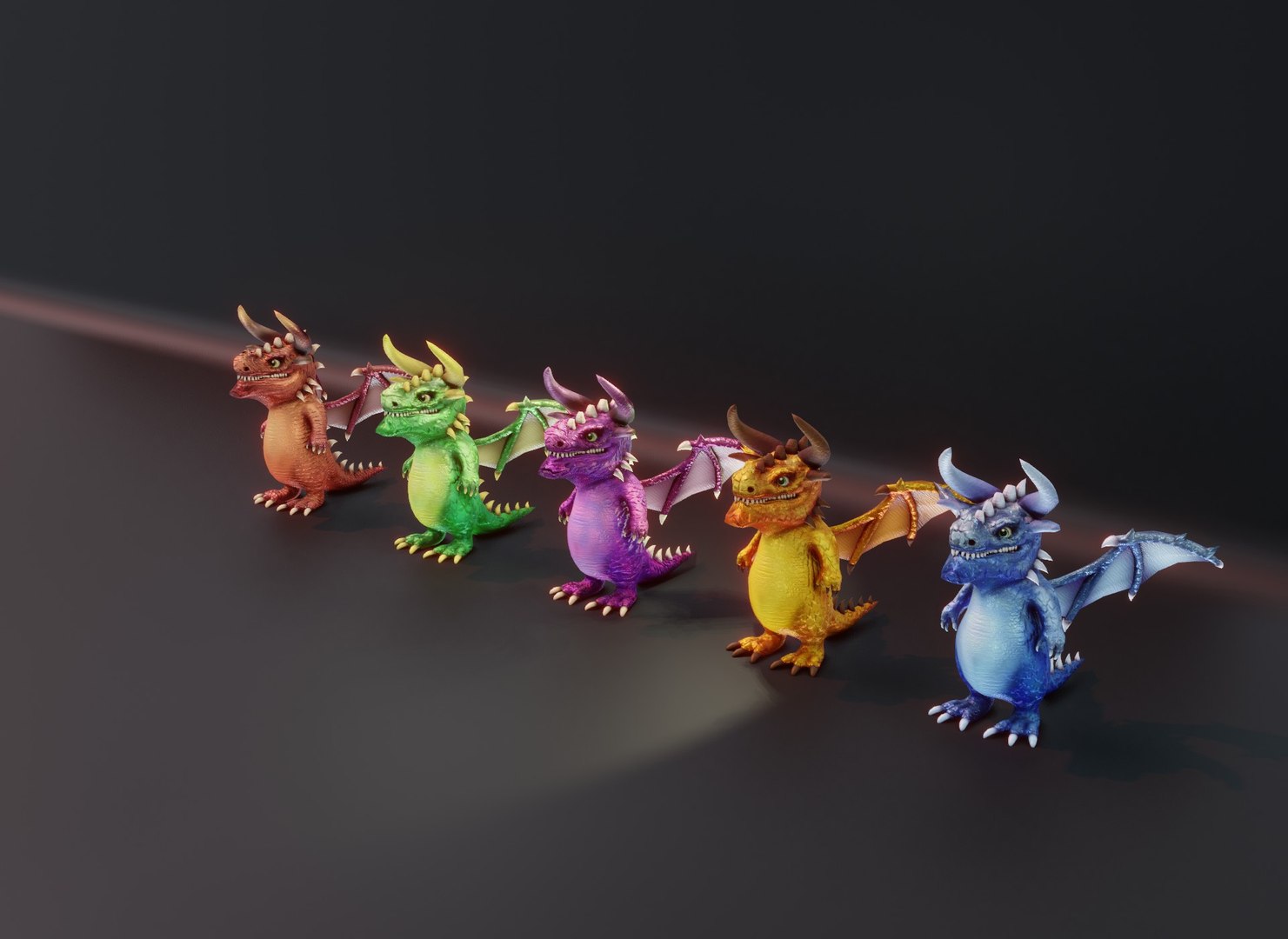 Cartoon Gem Dragons Animated Low-poly 3D Model 3D Model - TurboSquid ...