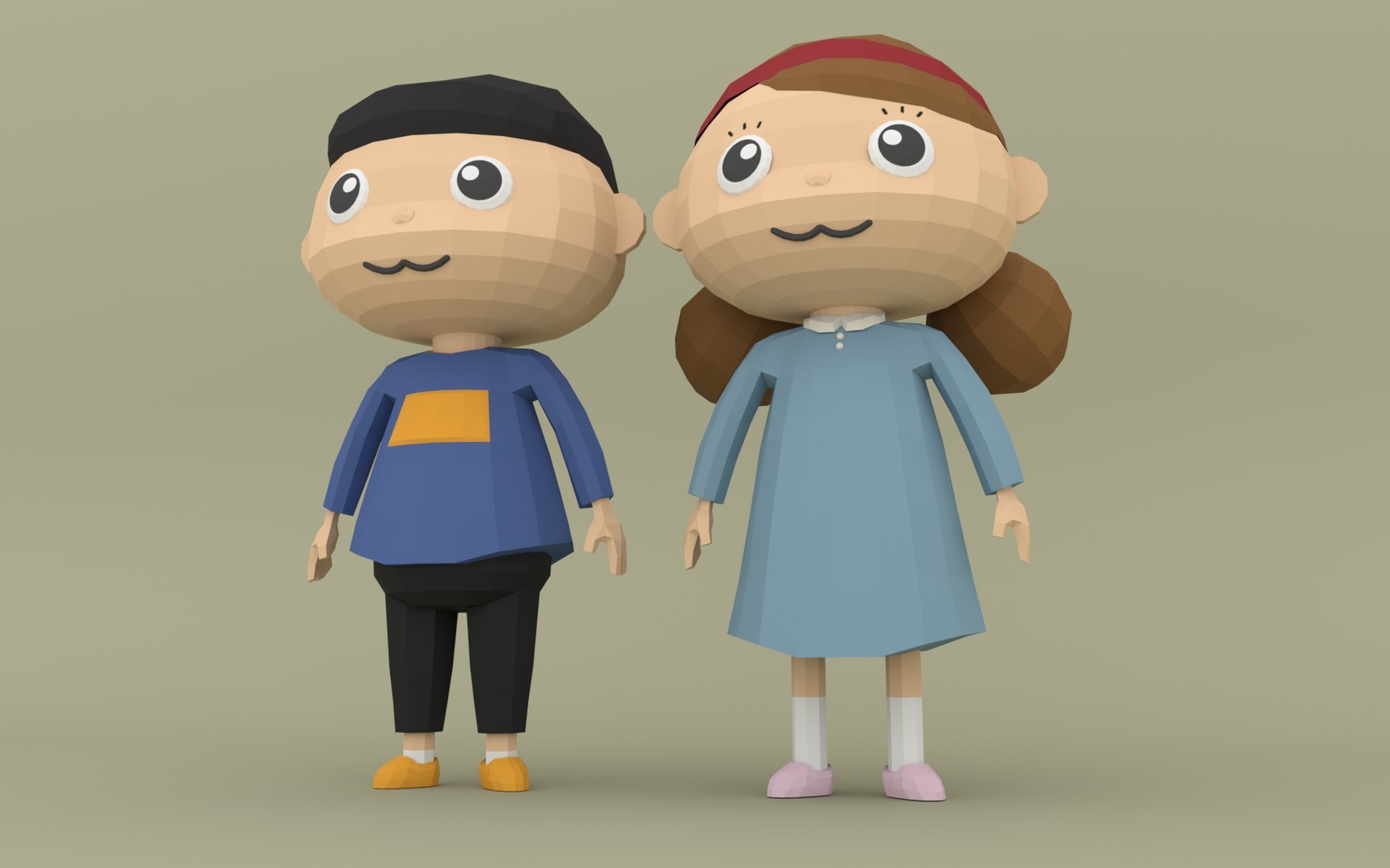 Cartoon characters 3D model - TurboSquid 1670557