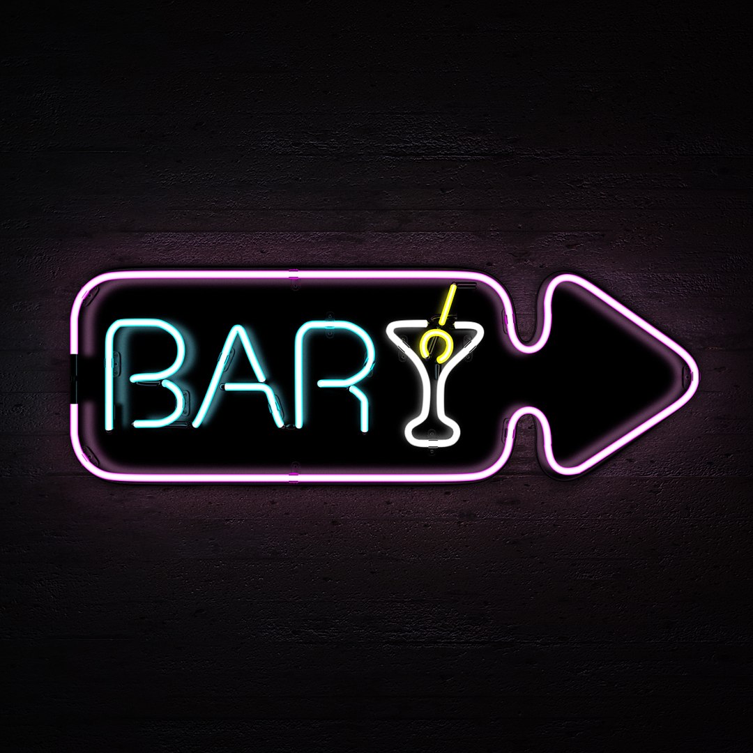 3d Neon Lights Bar Sign Model