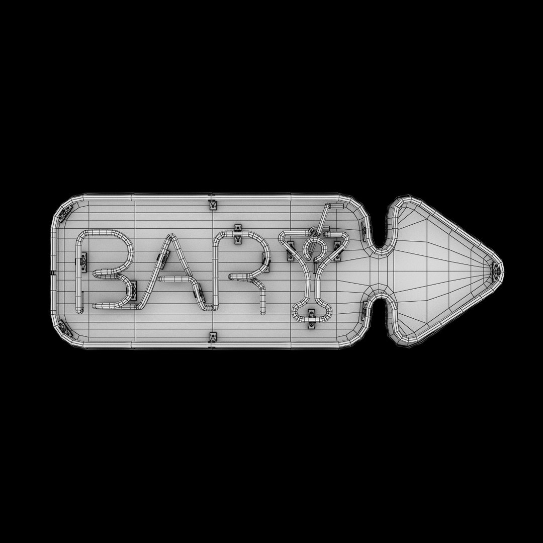3d Neon Lights Bar Sign Model