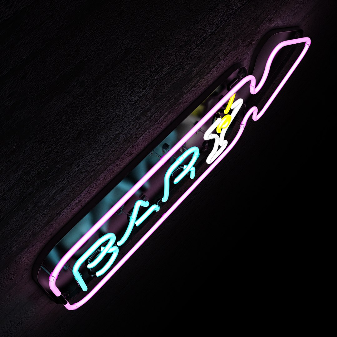 3d Neon Lights Bar Sign Model