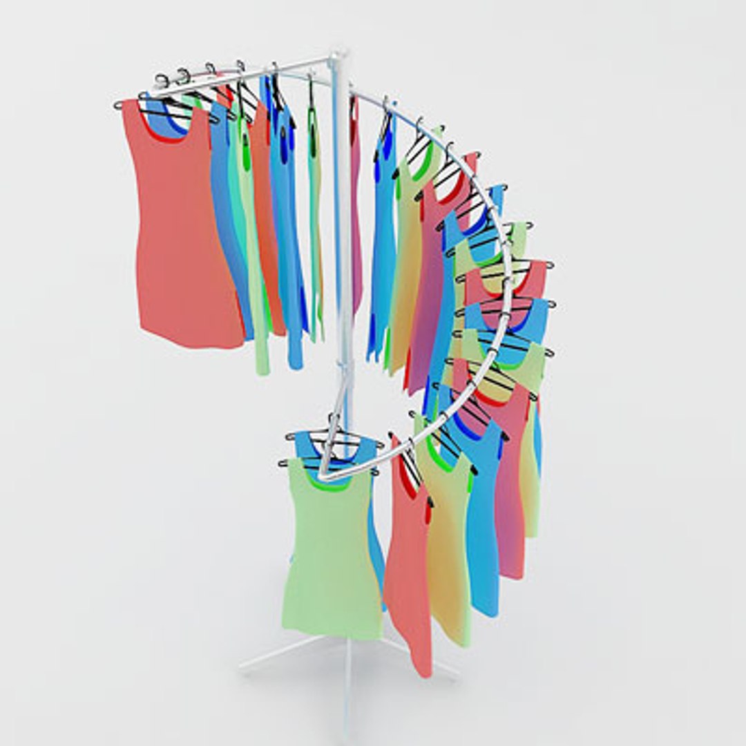 Retail Clothing Rack Summer 3d Model