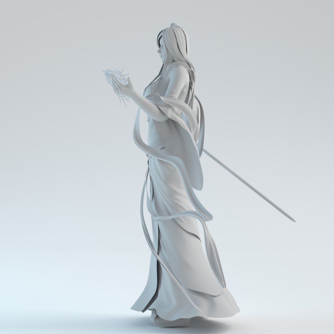 3d model oriental magic woman