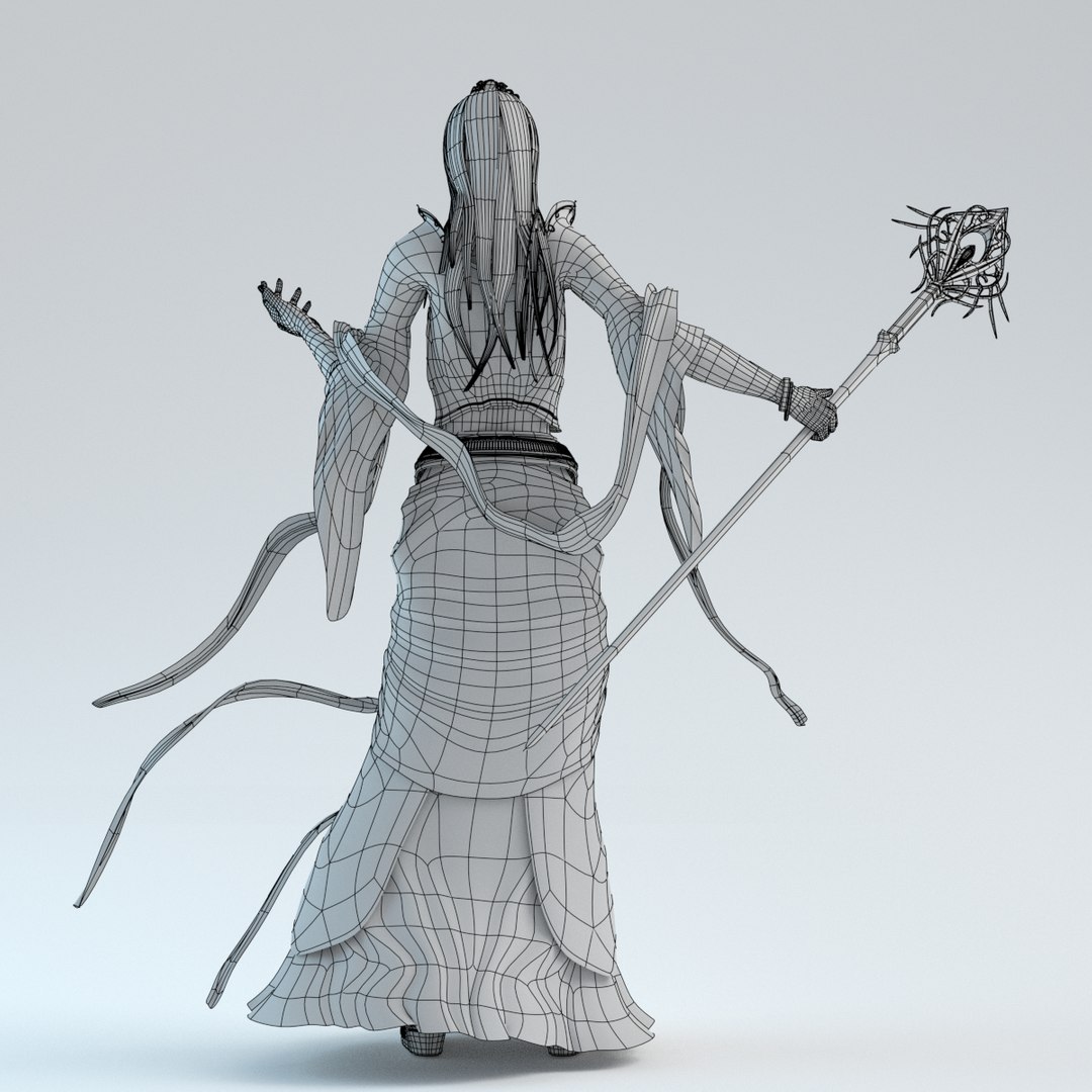 3d model oriental magic woman