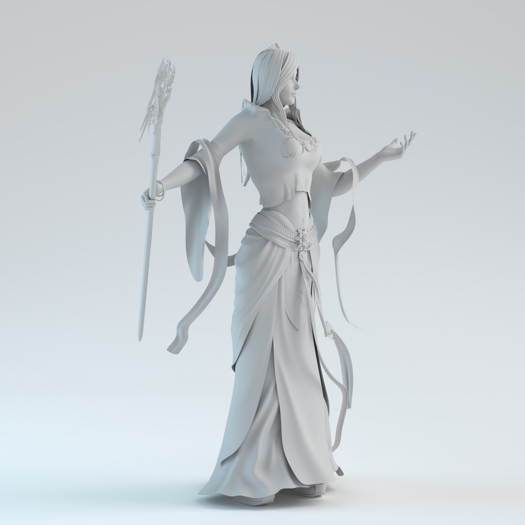 3d model oriental magic woman