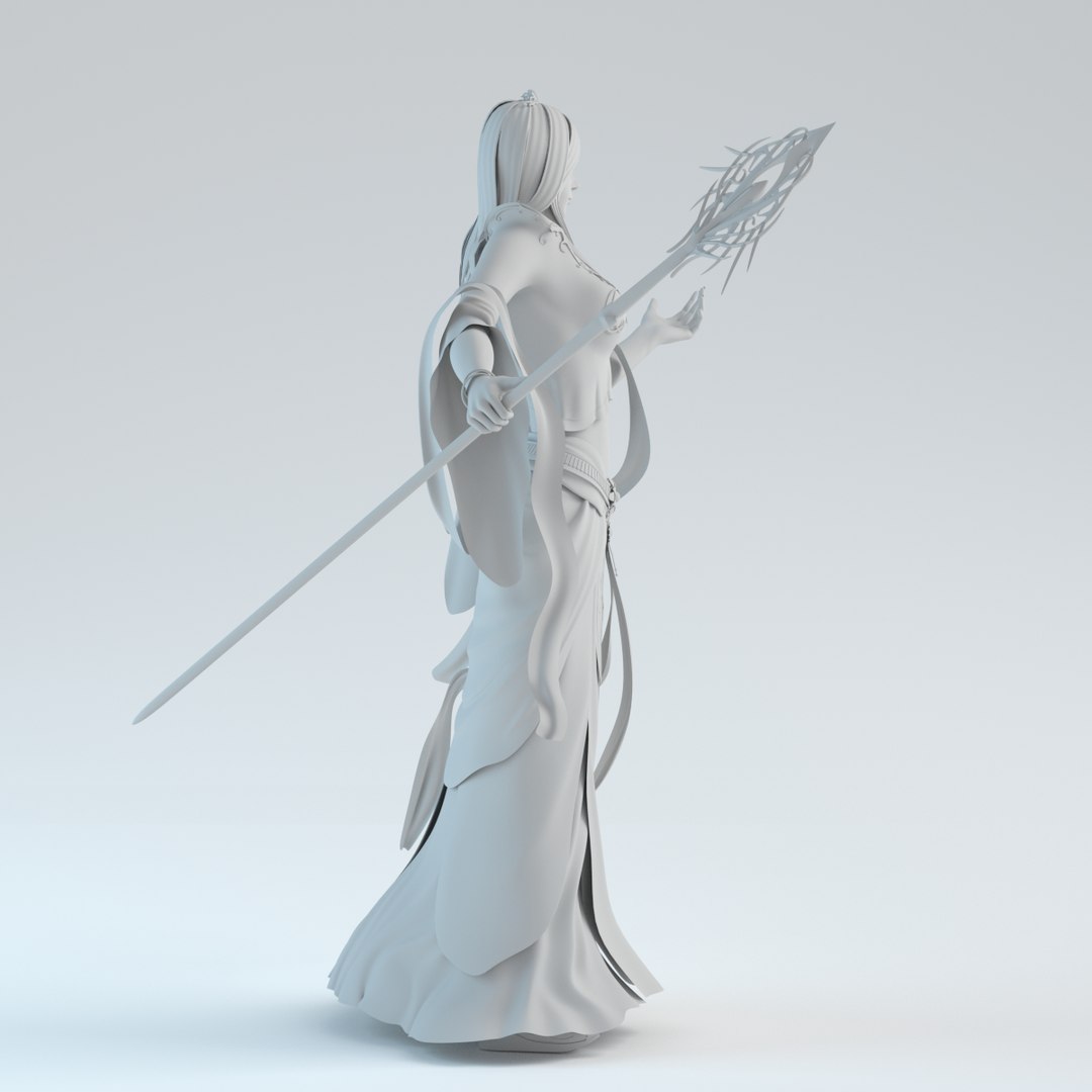 3d model oriental magic woman