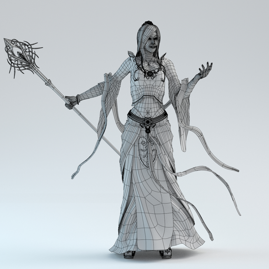 3d model oriental magic woman