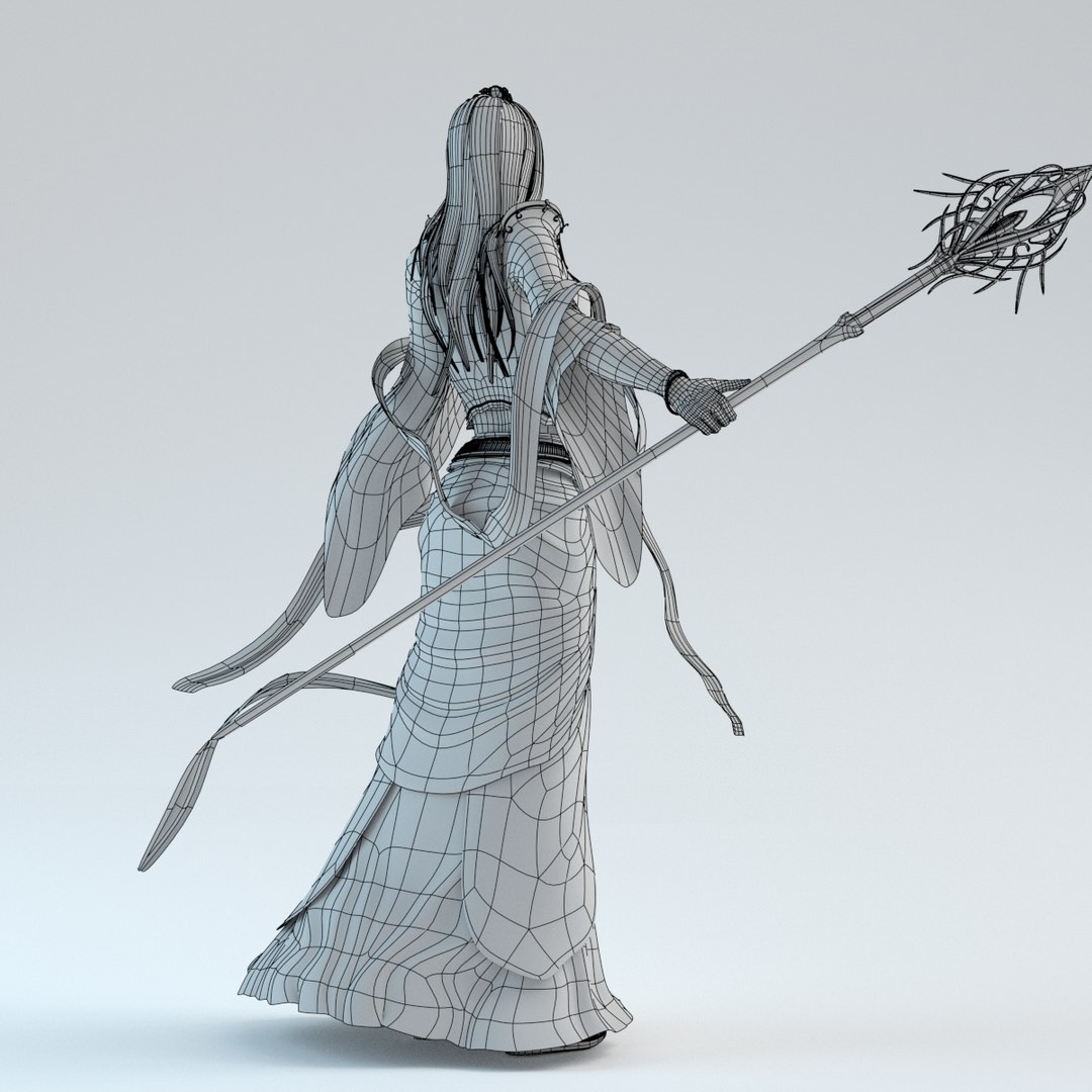 3d model oriental magic woman