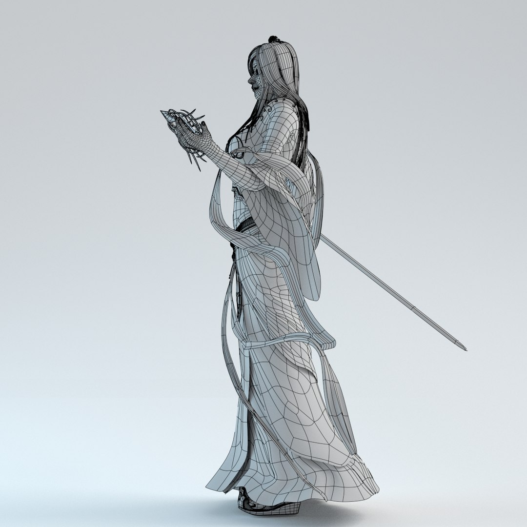 3d model oriental magic woman