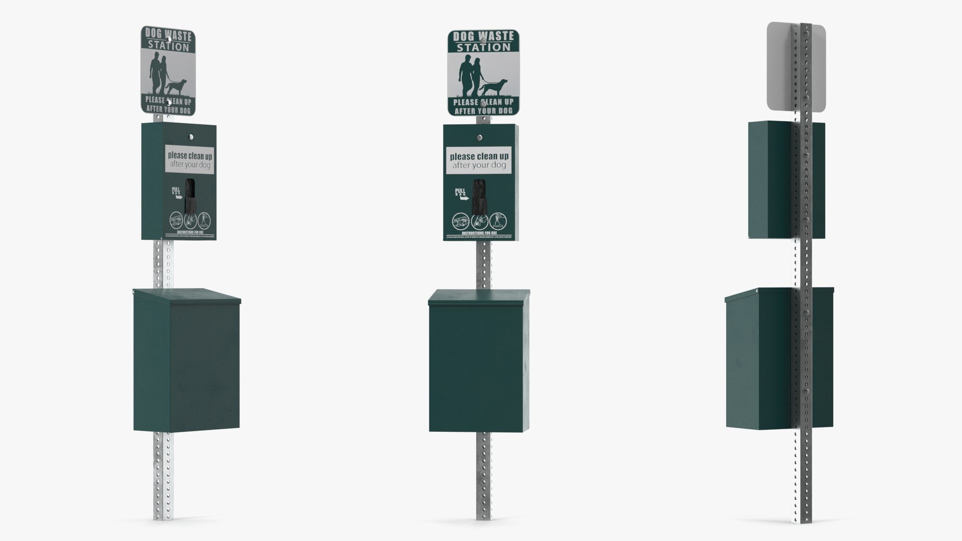 Pet Waste Station With Square Can Green Model - TurboSquid 1995268