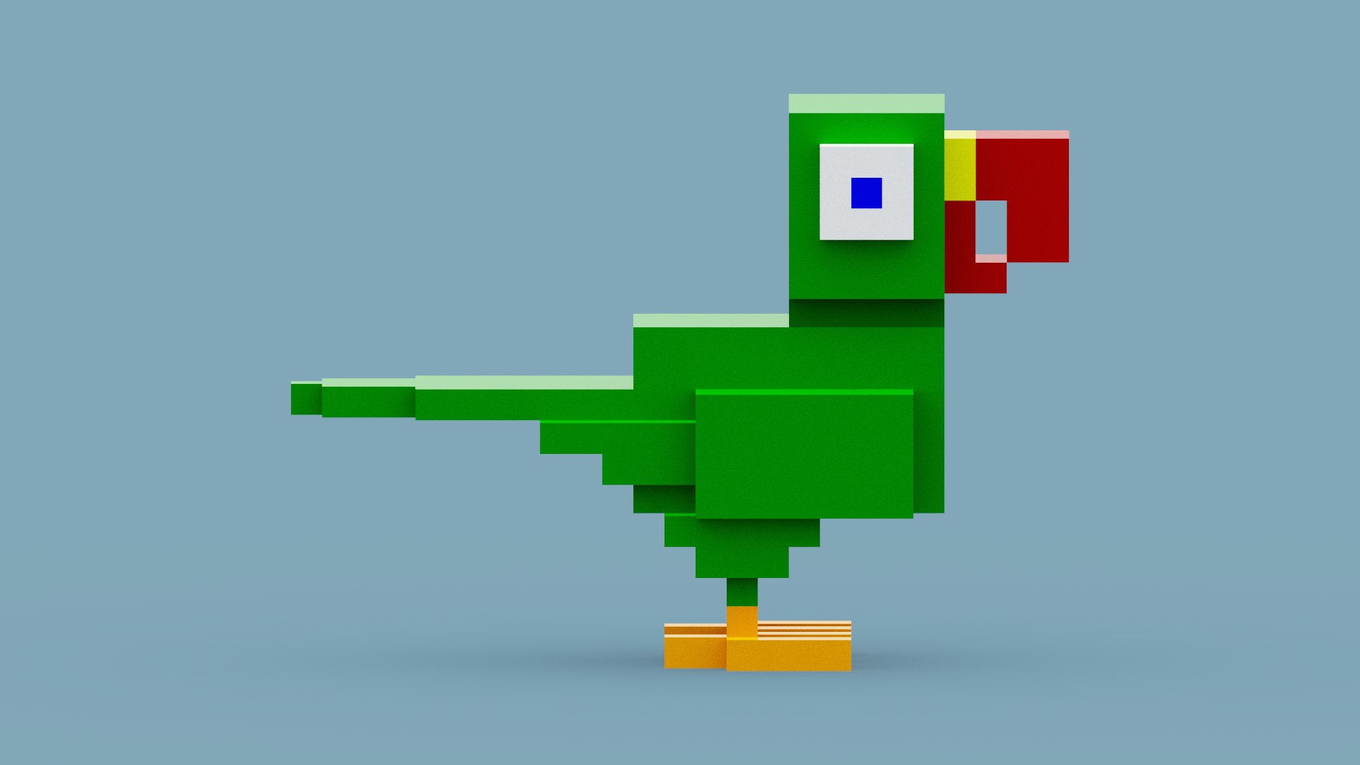 Voxel Green Parrot 3D Model - TurboSquid 2126013