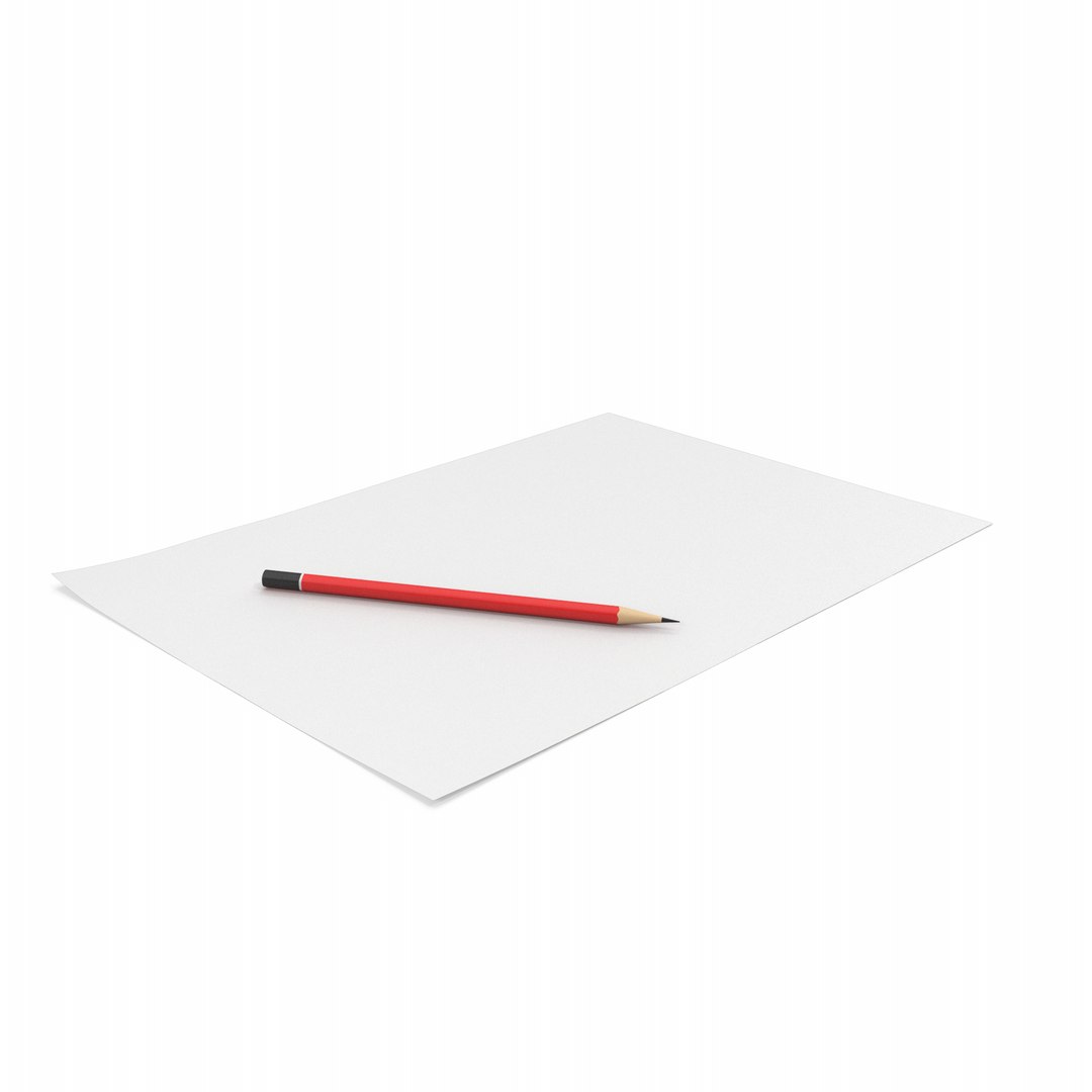 A4 Paper With Red Pencil model - TurboSquid 1867741