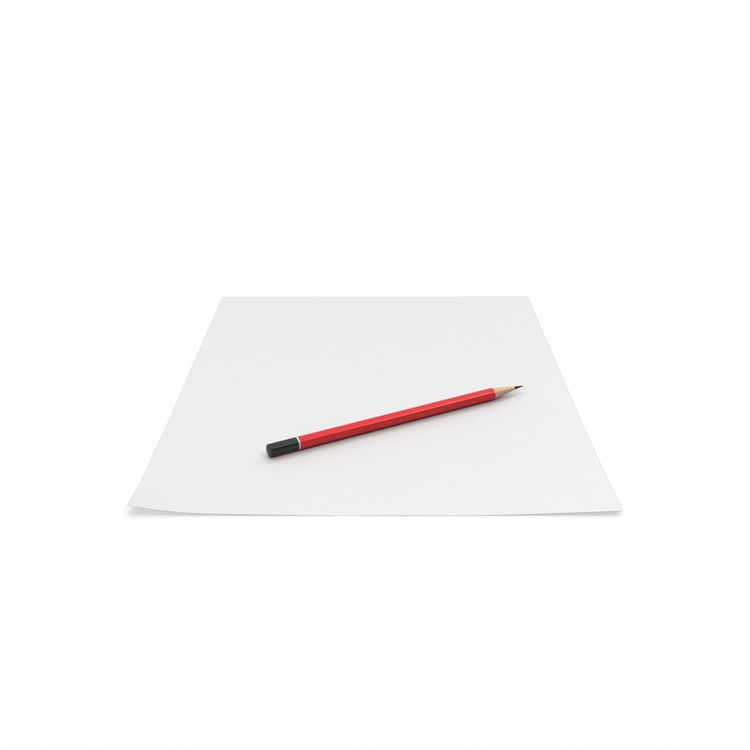 A4 Paper With Red Pencil model - TurboSquid 1867741
