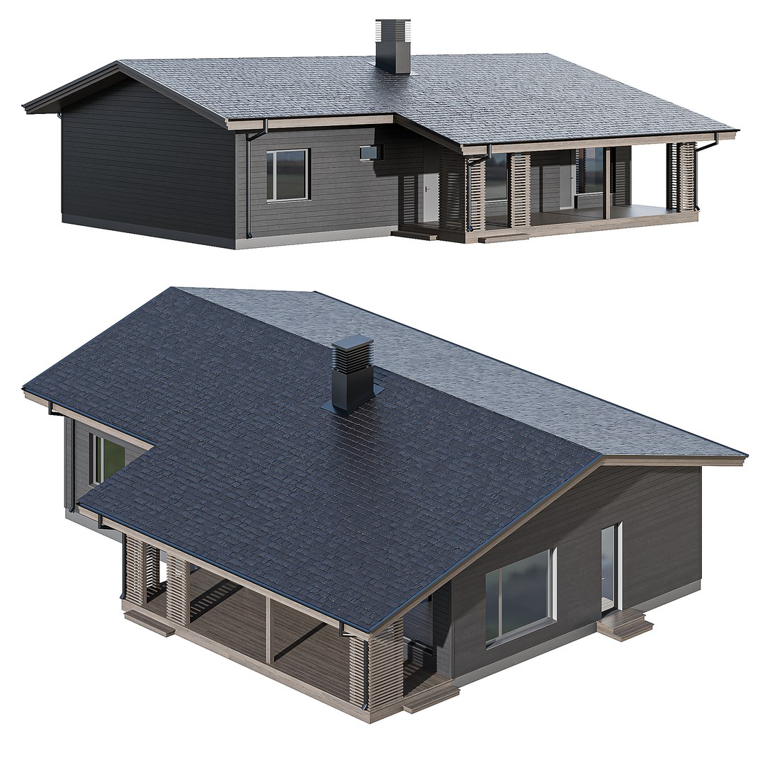 3D Modern One-story Frame House Model - TurboSquid 2171951