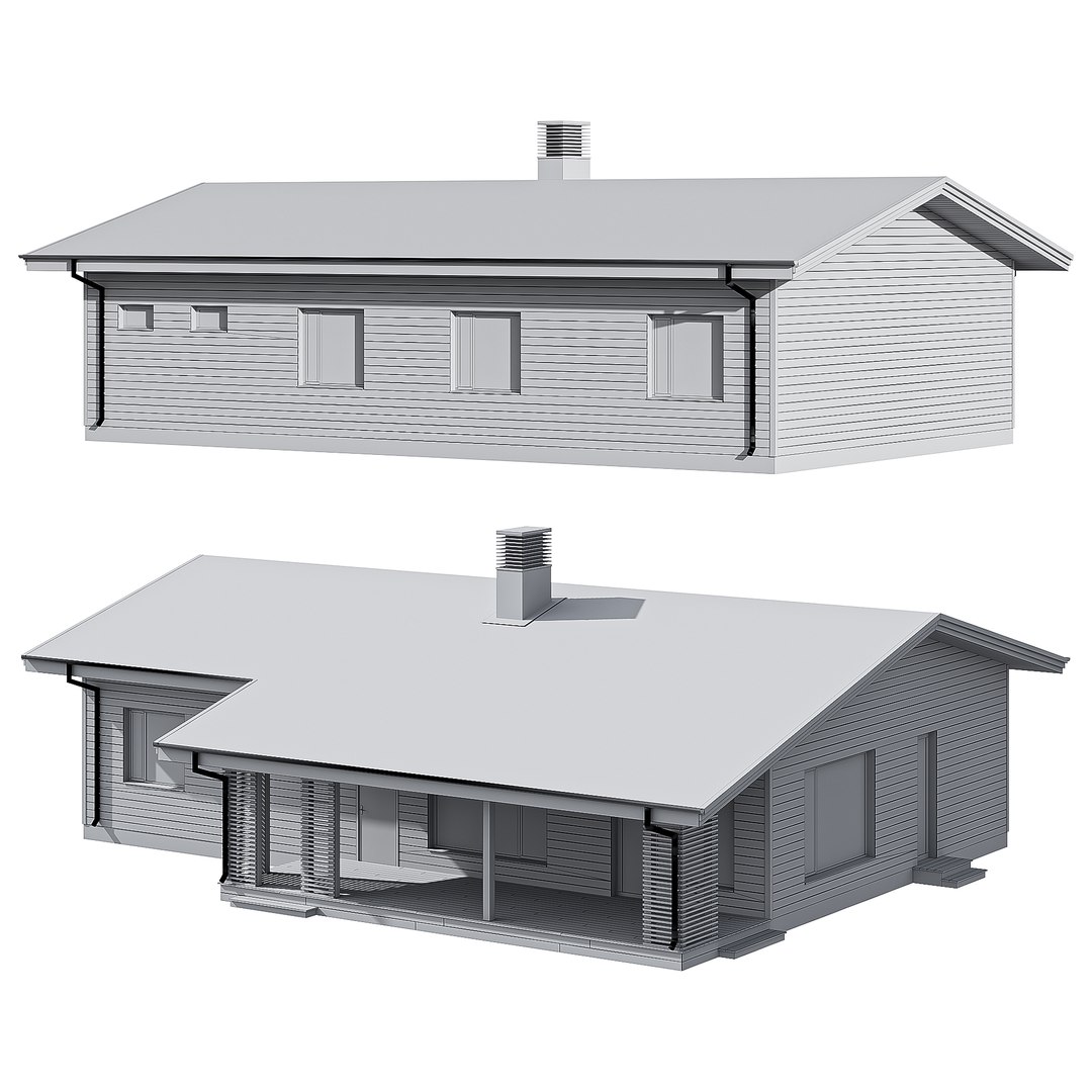 3D Modern One-story Frame House Model - TurboSquid 2171951