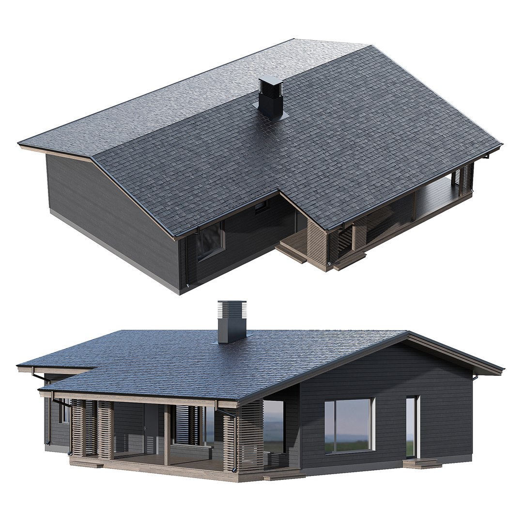 3D Modern One-story Frame House Model - TurboSquid 2171951