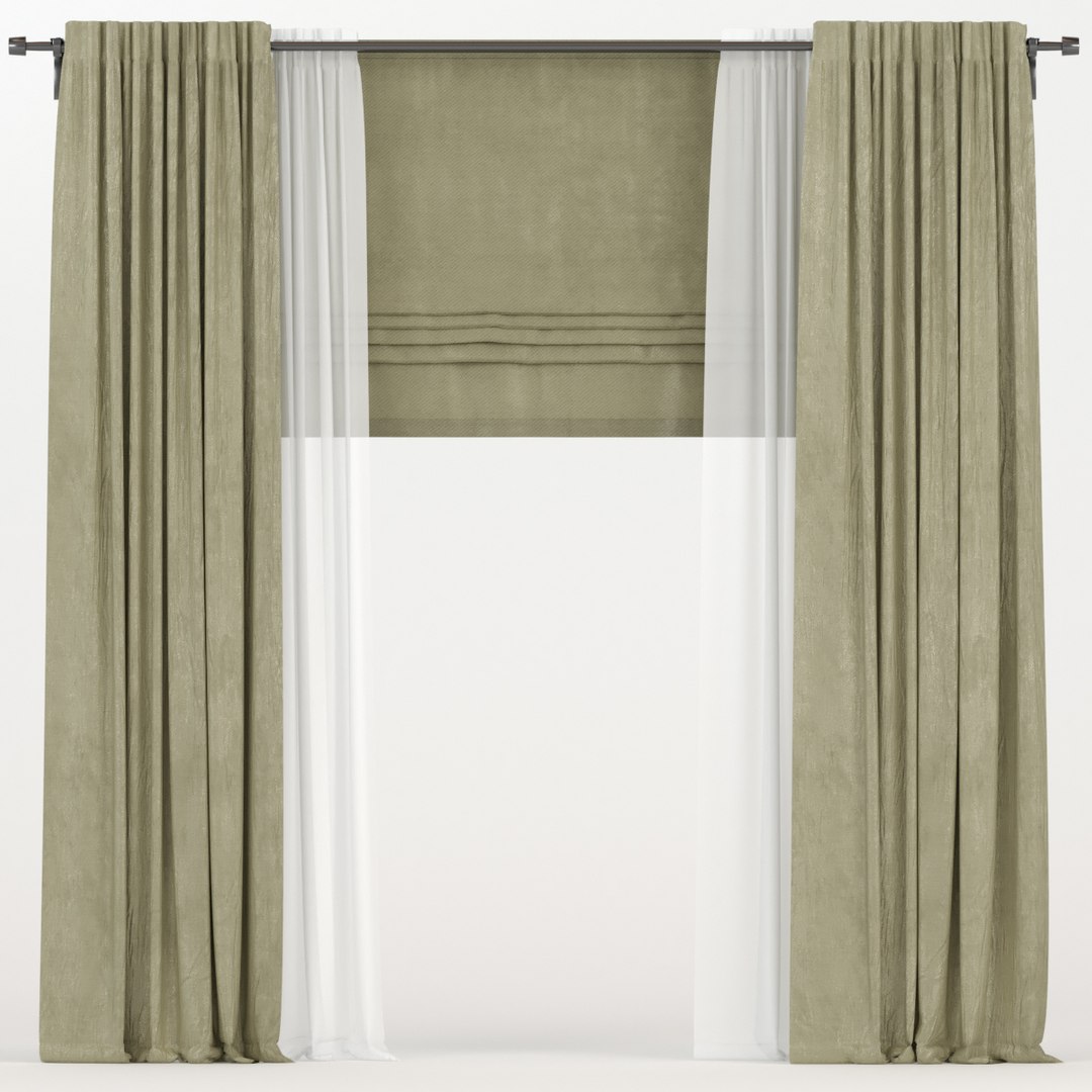 3D curtain drapes model - TurboSquid 1516910