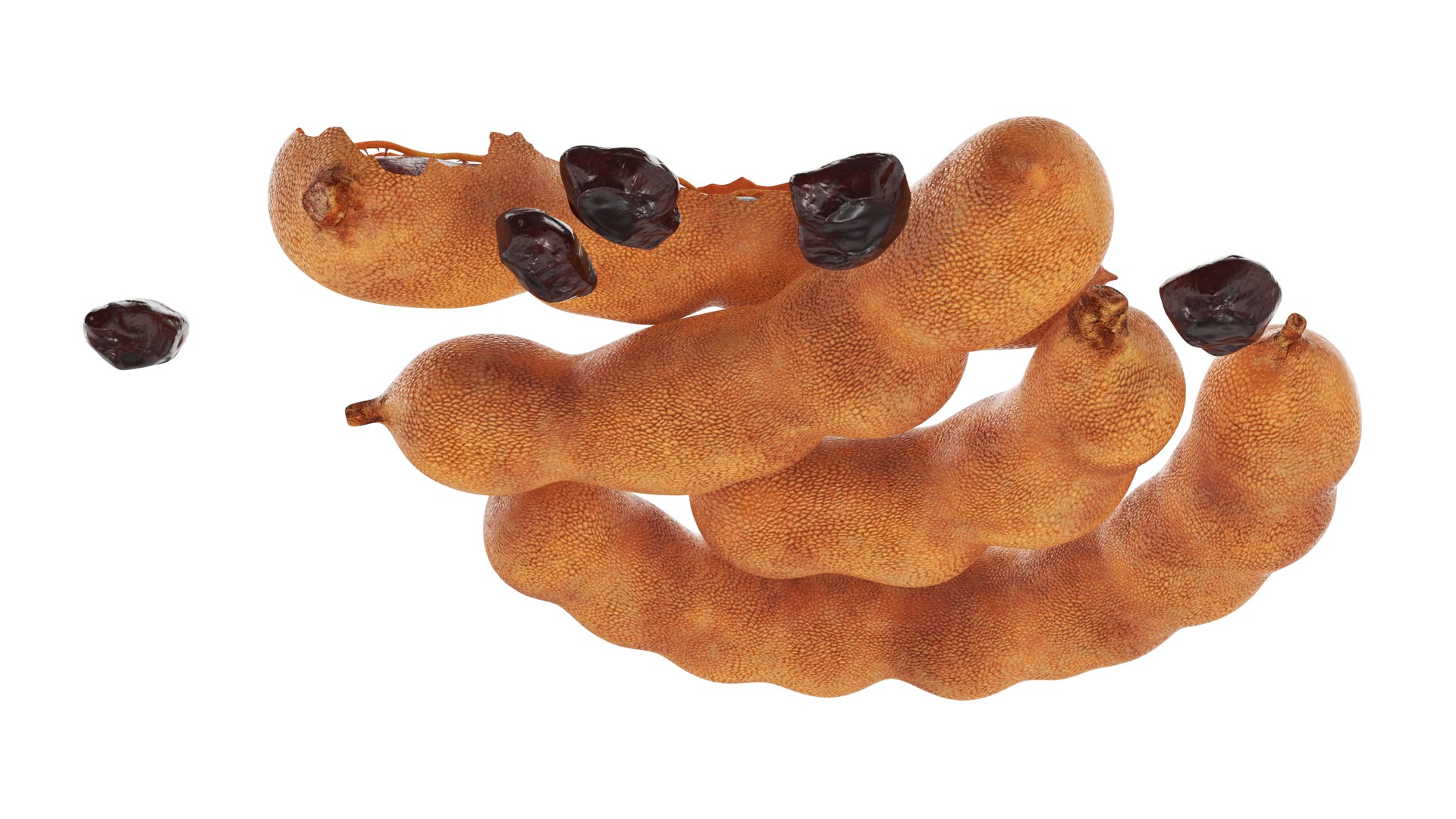 3D Tamarind Fruits Whole And Opened - TurboSquid 2120477