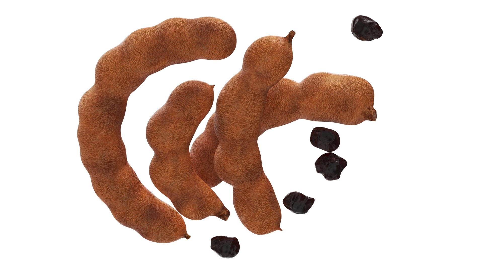 3D Tamarind Fruits Whole And Opened - TurboSquid 2120477