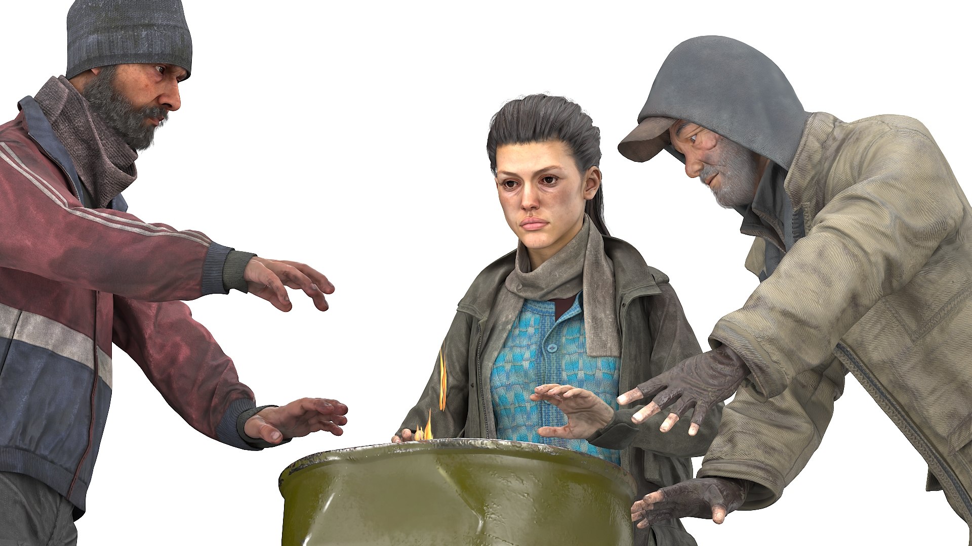 Homeless People Around Barrel Fire 3D Model - TurboSquid 2329762