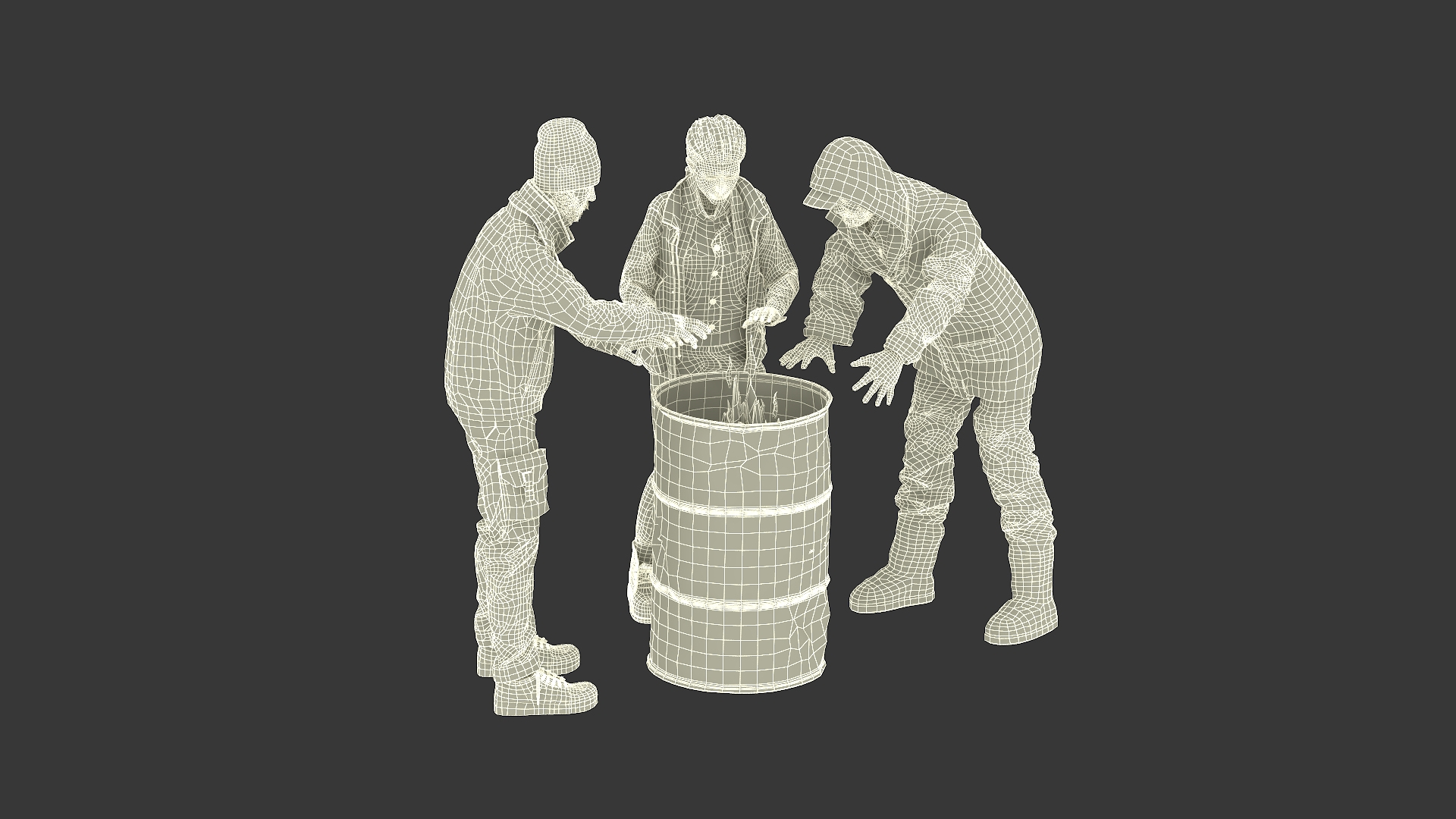 Homeless People Around Barrel Fire 3D Model - TurboSquid 2329762