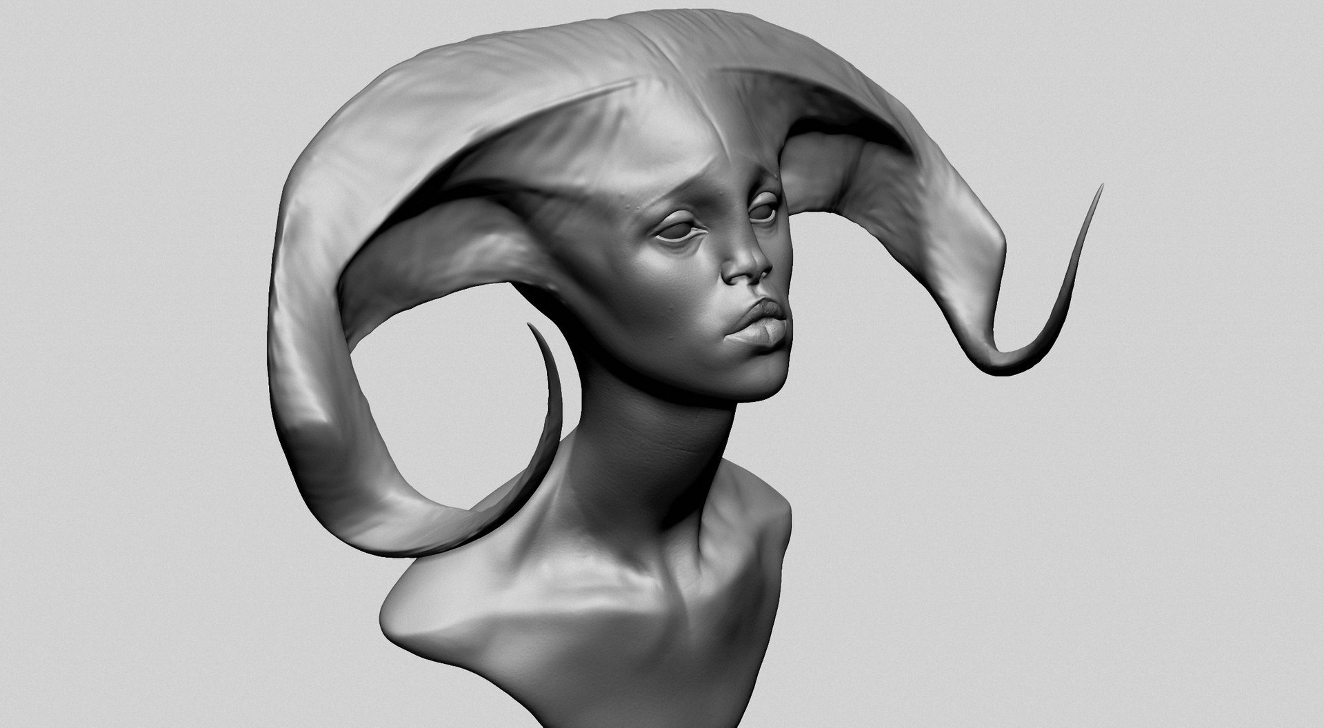 3D Female Creature Bust A Model - TurboSquid 2206361