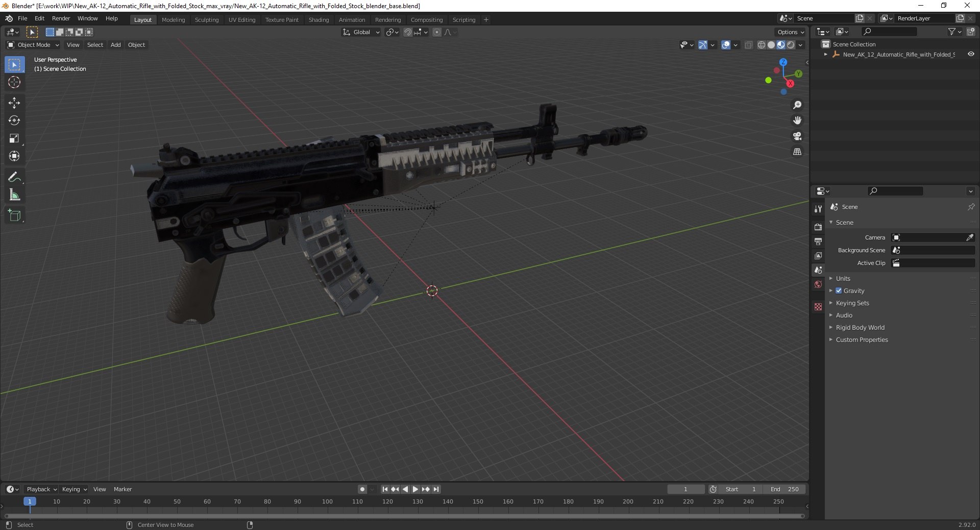 3D New AK-12 Automatic Rifle with Folded Stock model - TurboSquid 2131053