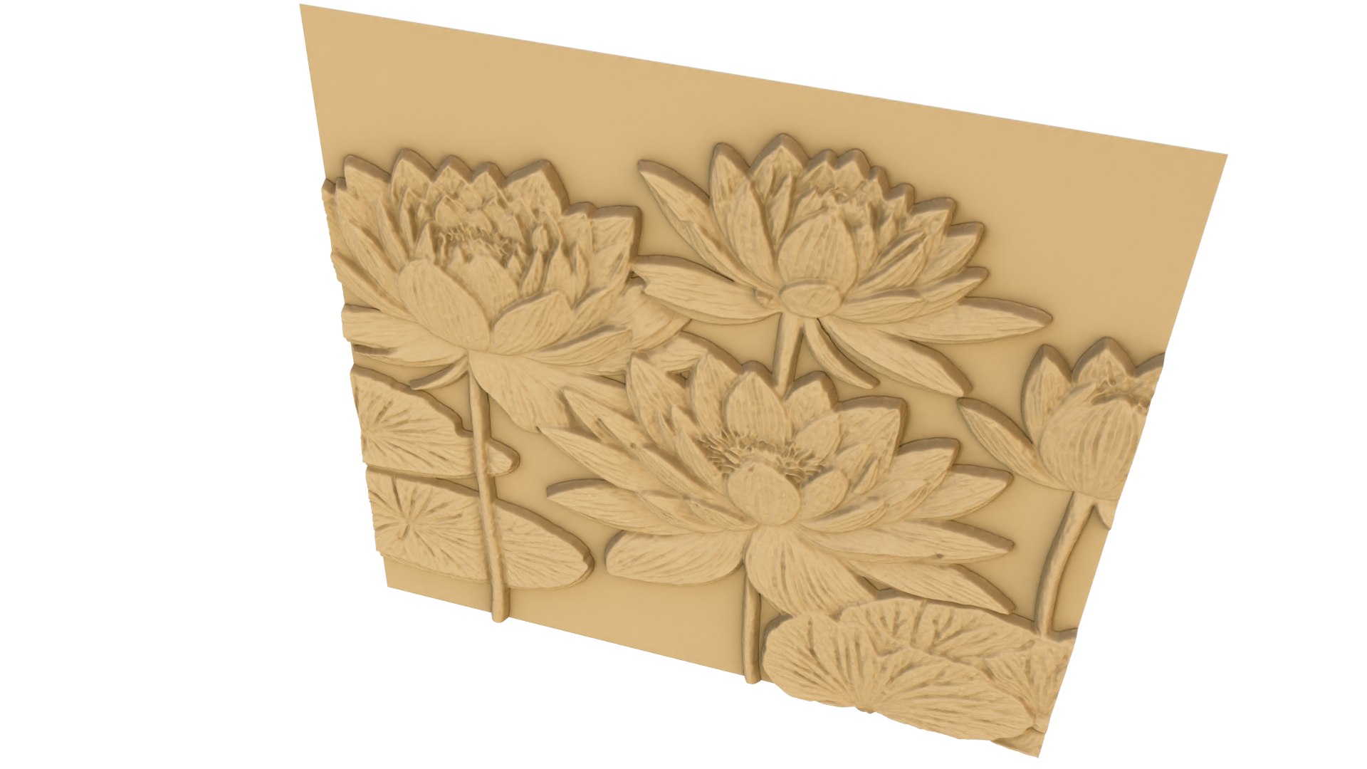 Modern Lotus Panel Wall Decor Set Wall Relief Mural CNC 143 3D Model ...
