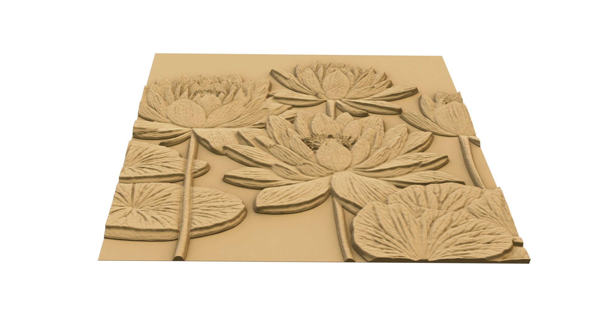 Modern Lotus Panel Wall Decor Set Wall Relief Mural CNC 143 3D Model ...