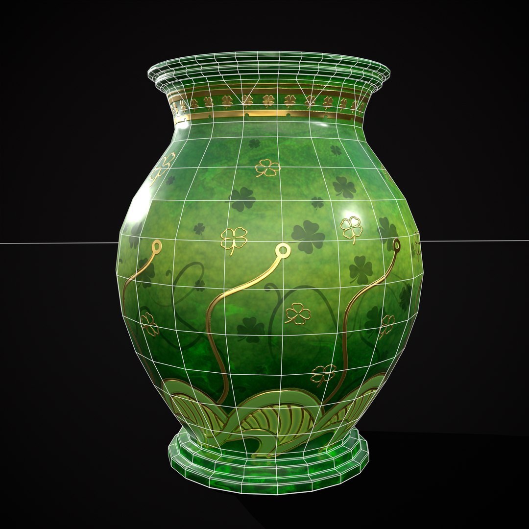 3D Model Carved Painted Green Pot - TurboSquid 2203453