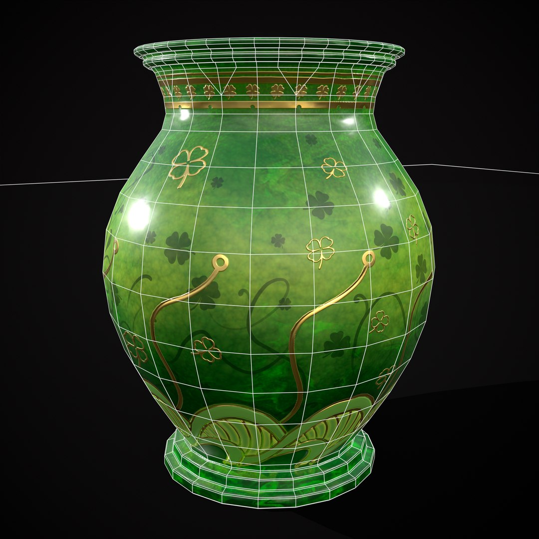 3D Model Carved Painted Green Pot - TurboSquid 2203453