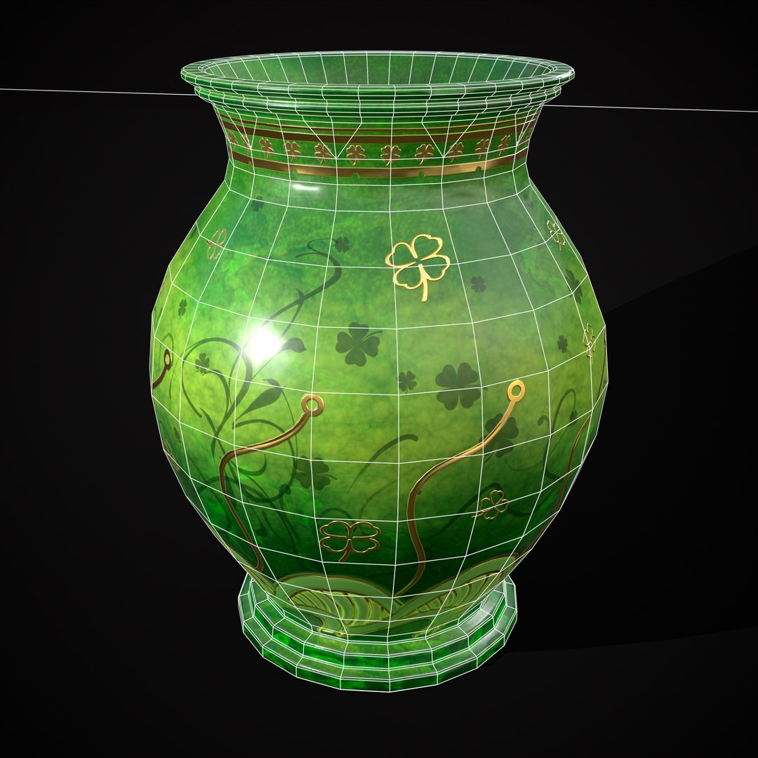 3D Model Carved Painted Green Pot - TurboSquid 2203453