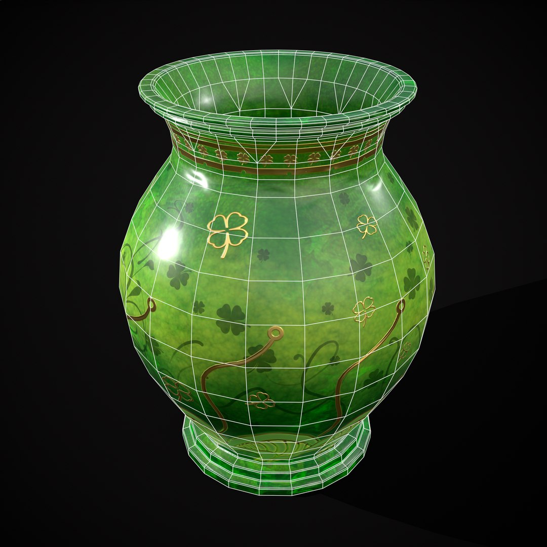 3D Model Carved Painted Green Pot - TurboSquid 2203453