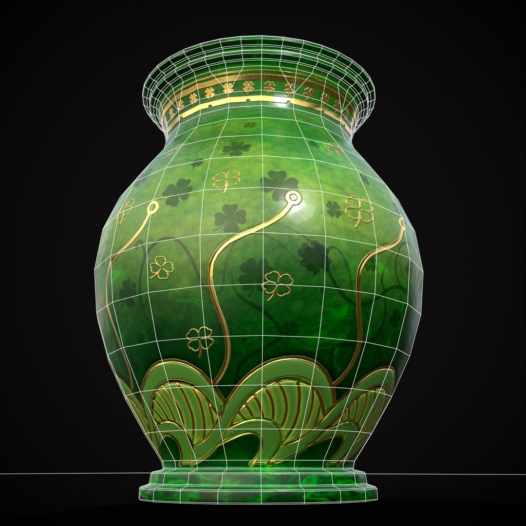 3D Model Carved Painted Green Pot - TurboSquid 2203453