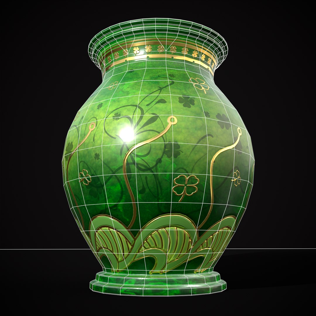 3D Model Carved Painted Green Pot - TurboSquid 2203453