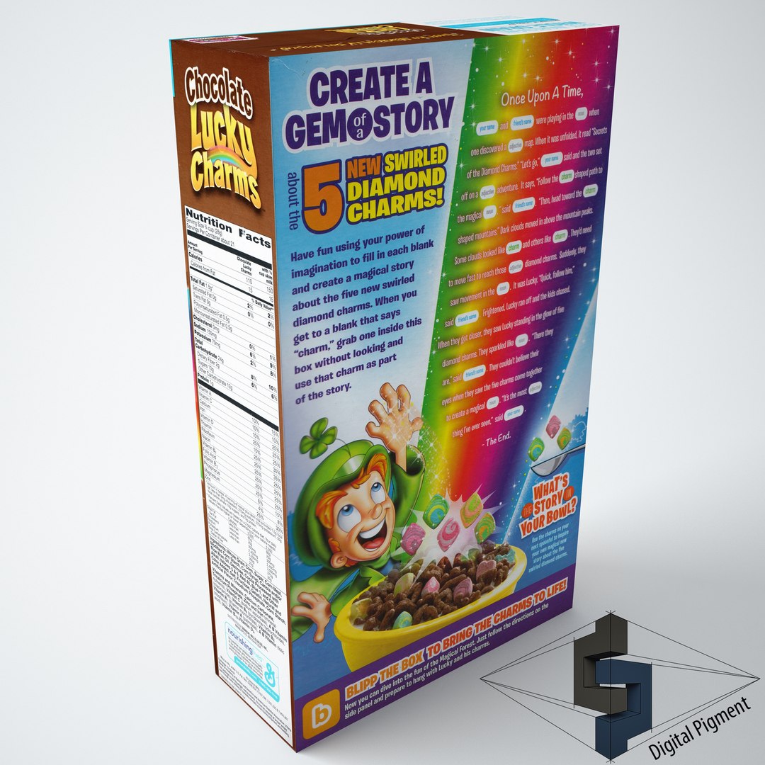 Lucky Charms Chocolate Cereal Box Obj