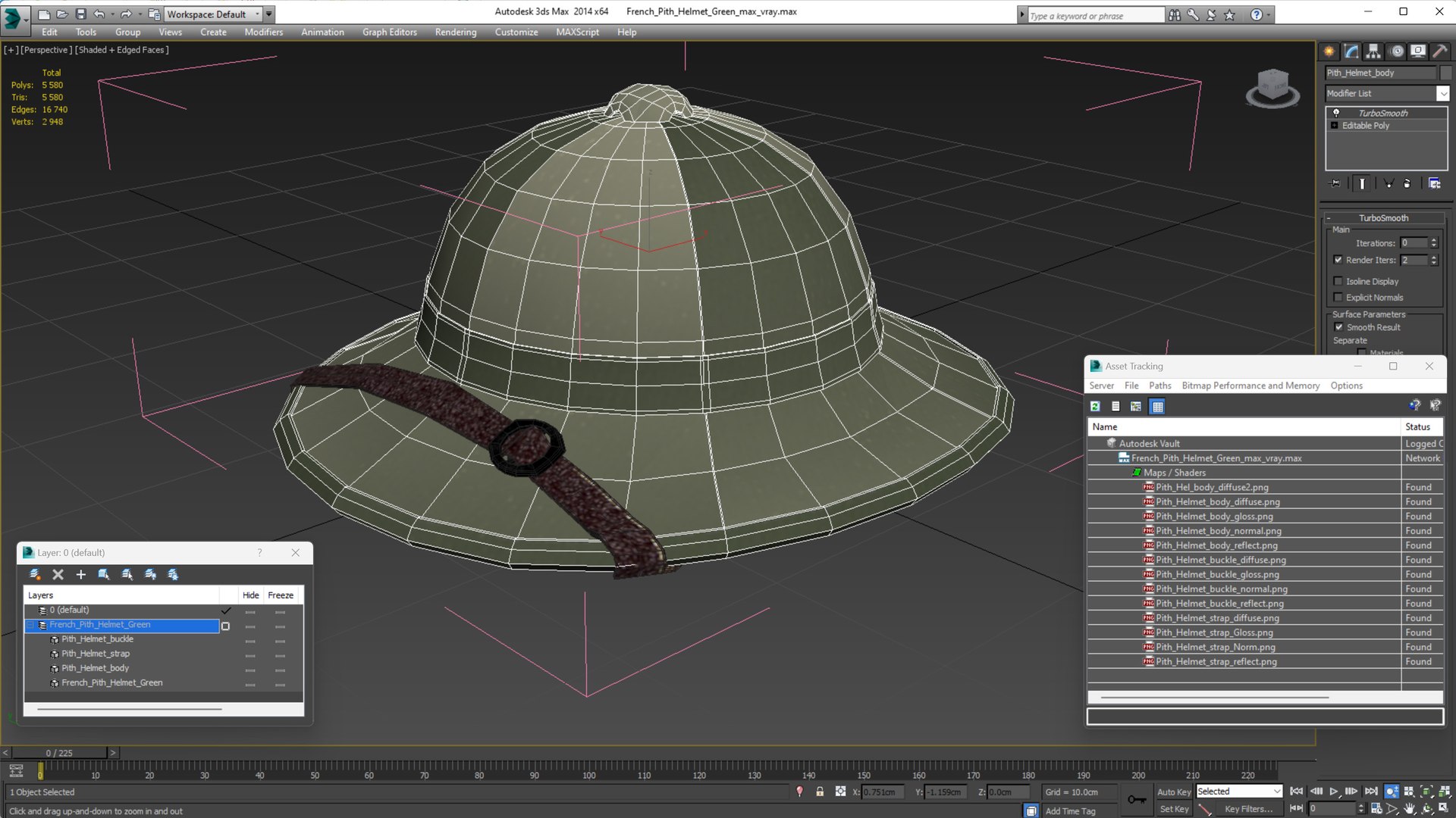 French Pith Helmet Green 3D model - TurboSquid 2117325