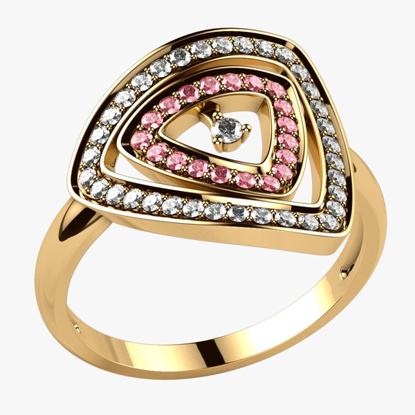 Triangles Fashion Gold Ring model - TurboSquid 1885228