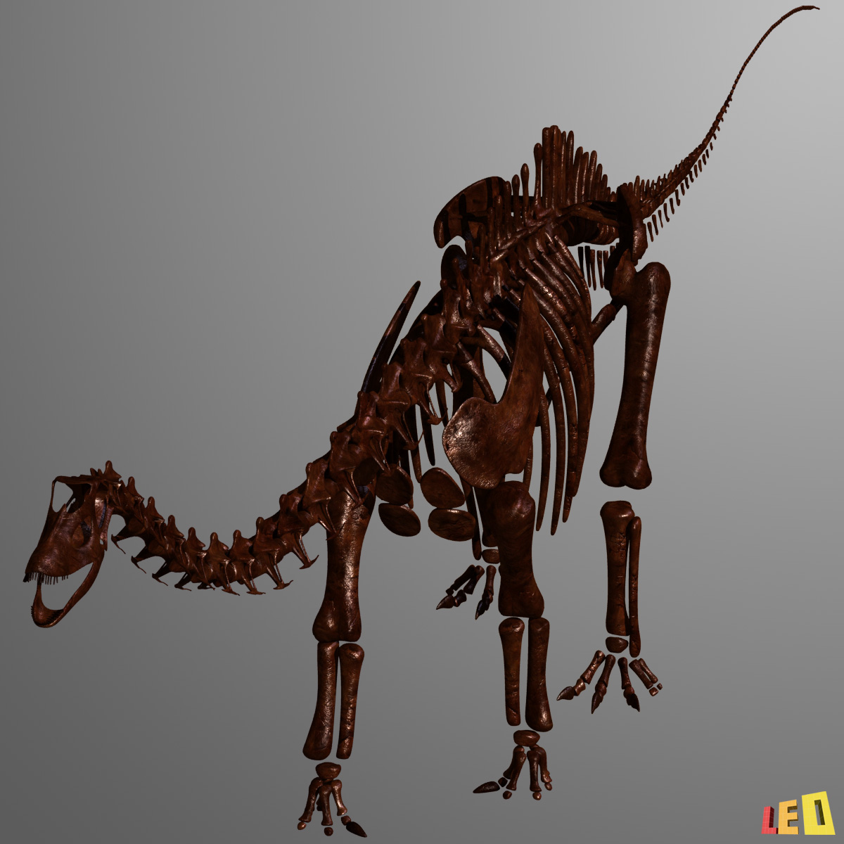 3d dino skeleton diplodocus bones