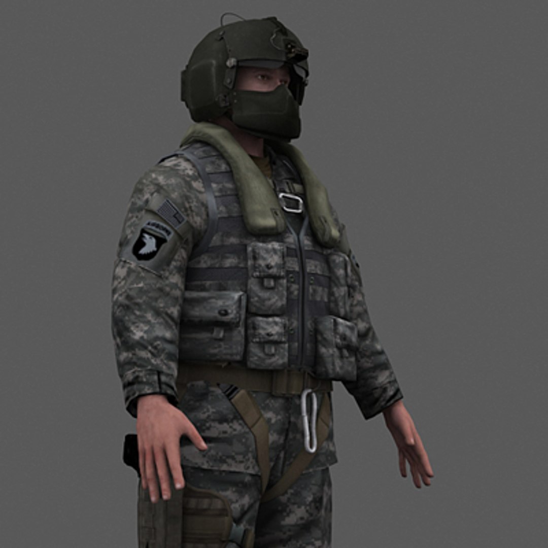 Army Blackhawk Gunner 3d Model