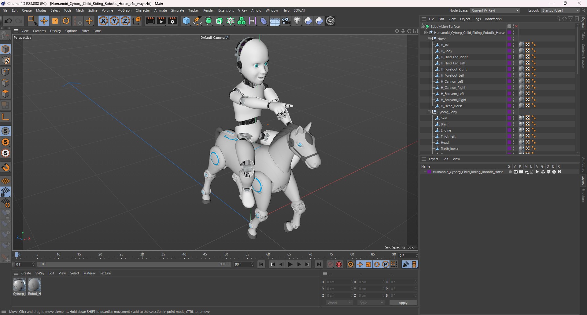 Humanoid Cyborg Child Riding Robotic Horse 3D Model - TurboSquid 2386679