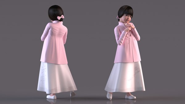 modelo 3d Colección Asian Girl Childs 4 preparada para Cinema 4D ...