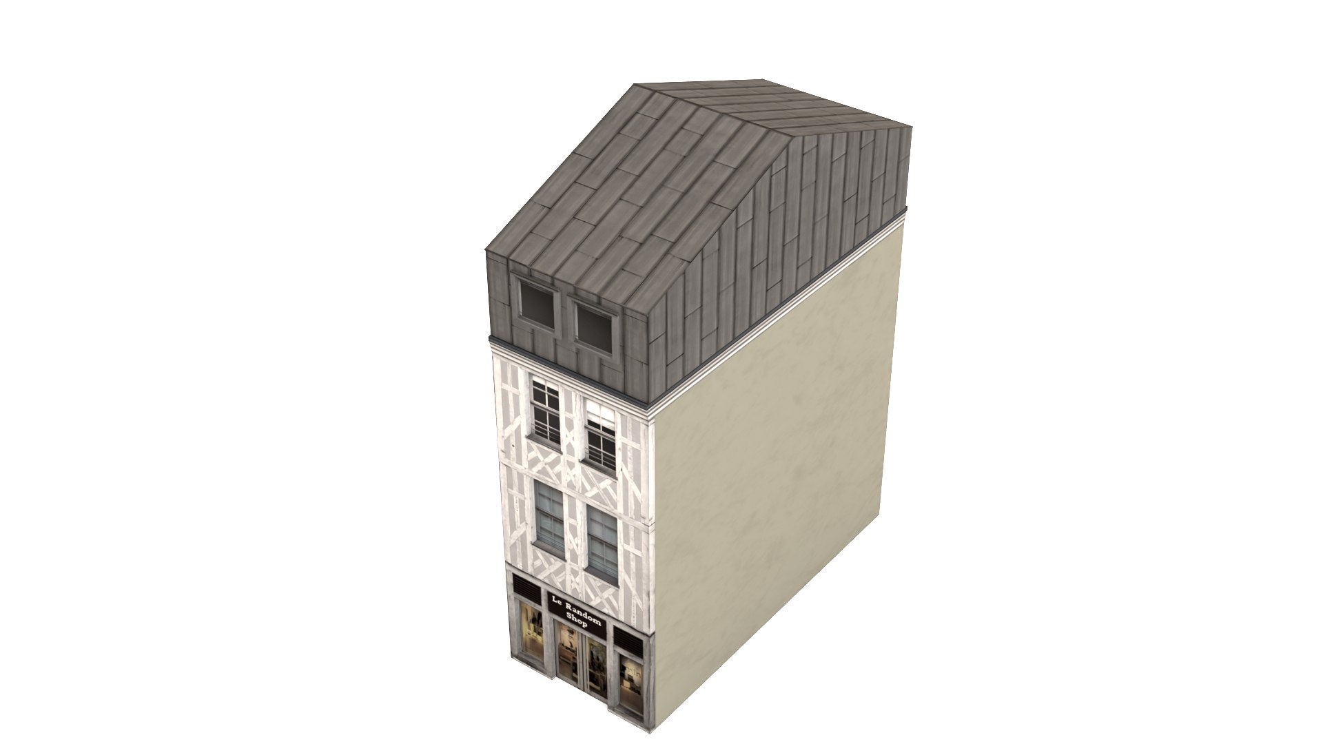 3D French Half-Timbered Building With Attic Model - TurboSquid 2517262