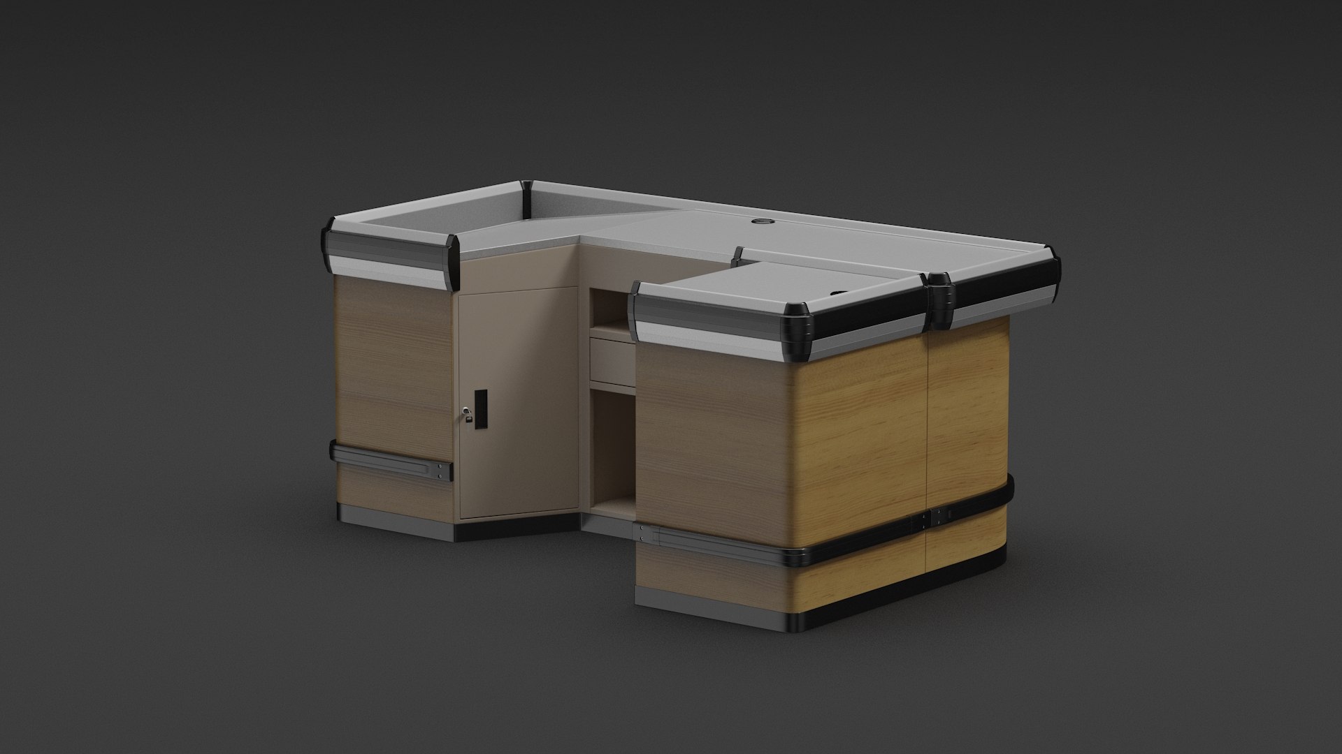 3D Model Supermarket Cashier Counter Wooden Light - TurboSquid 2073862