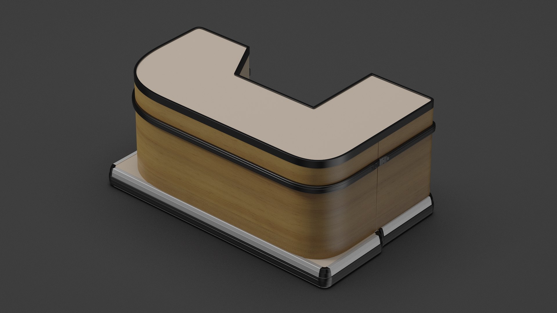 3D Model Supermarket Cashier Counter Wooden Light - TurboSquid 2073862