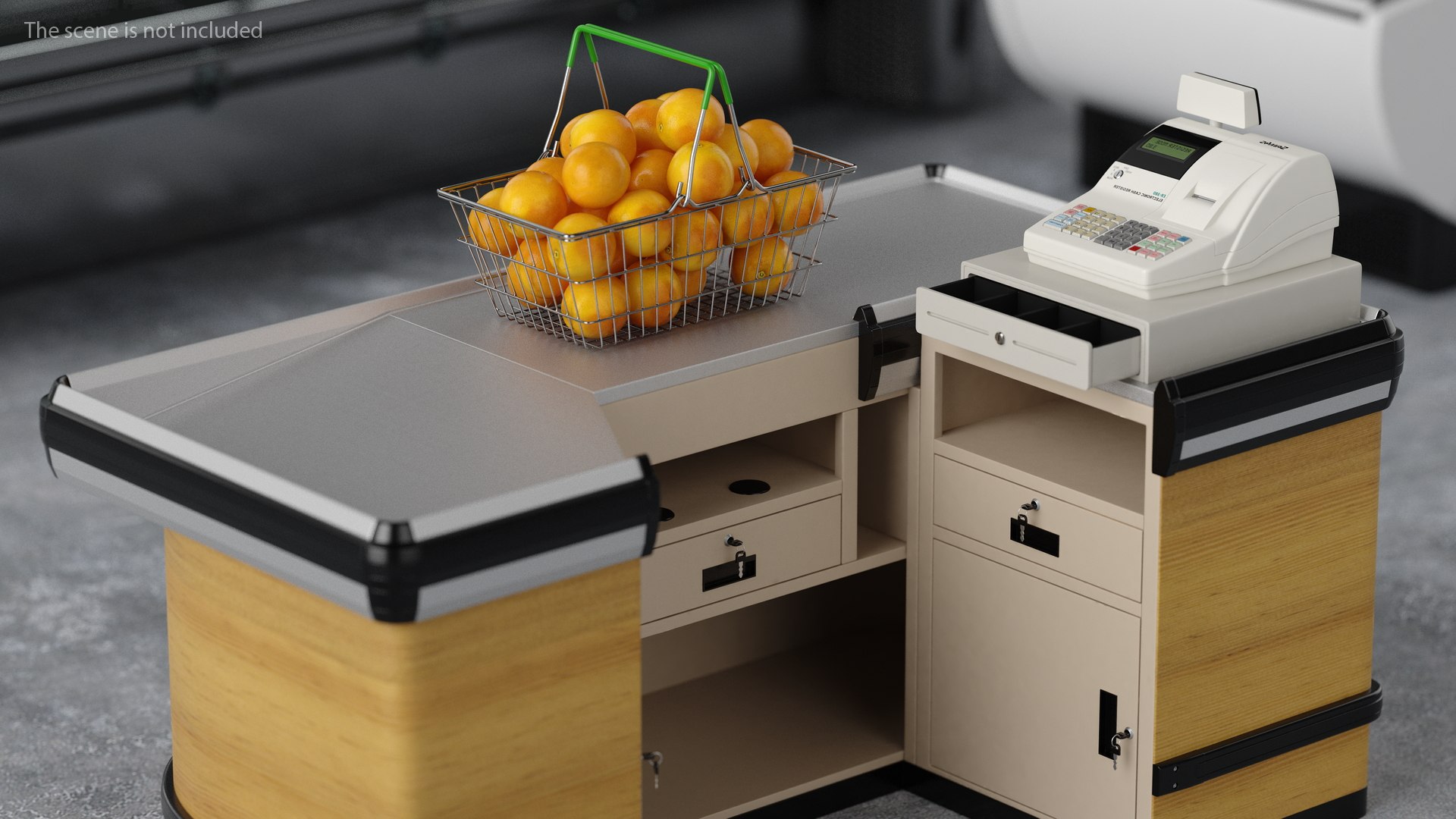 3D Model Supermarket Cashier Counter Wooden Light - TurboSquid 2073862