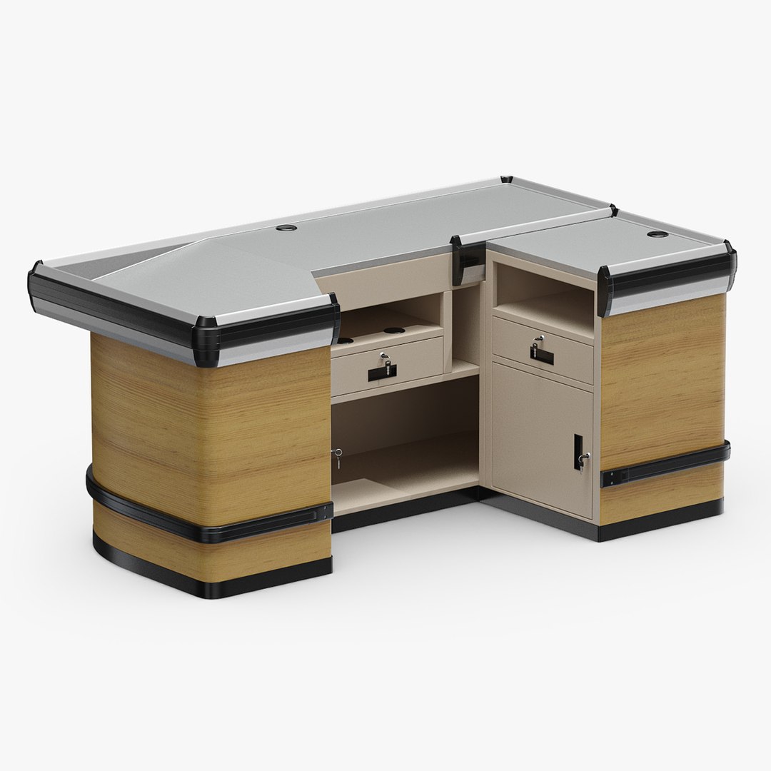 3D model Supermarket Cashier Counter Wooden Light - TurboSquid 2073862